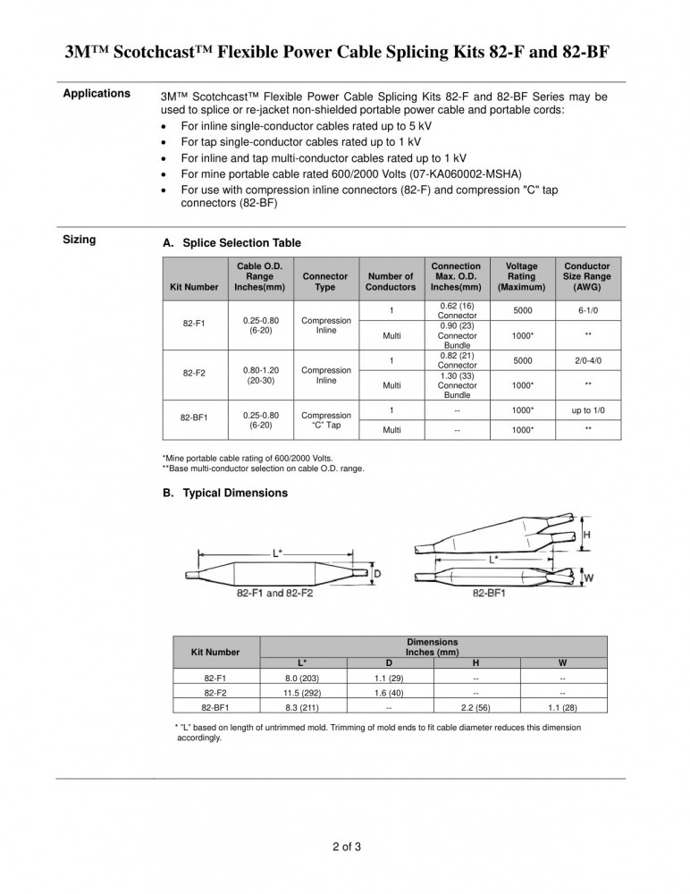 3M 82-F2 technical datasheet page 2