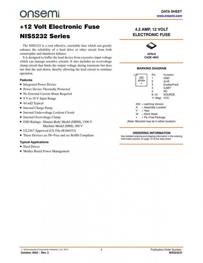 NIS5232 datasheet page 1