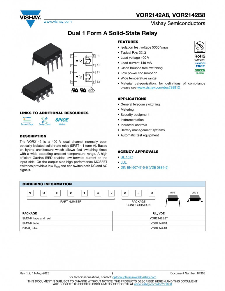 VOR2142A8 datasheet page 1