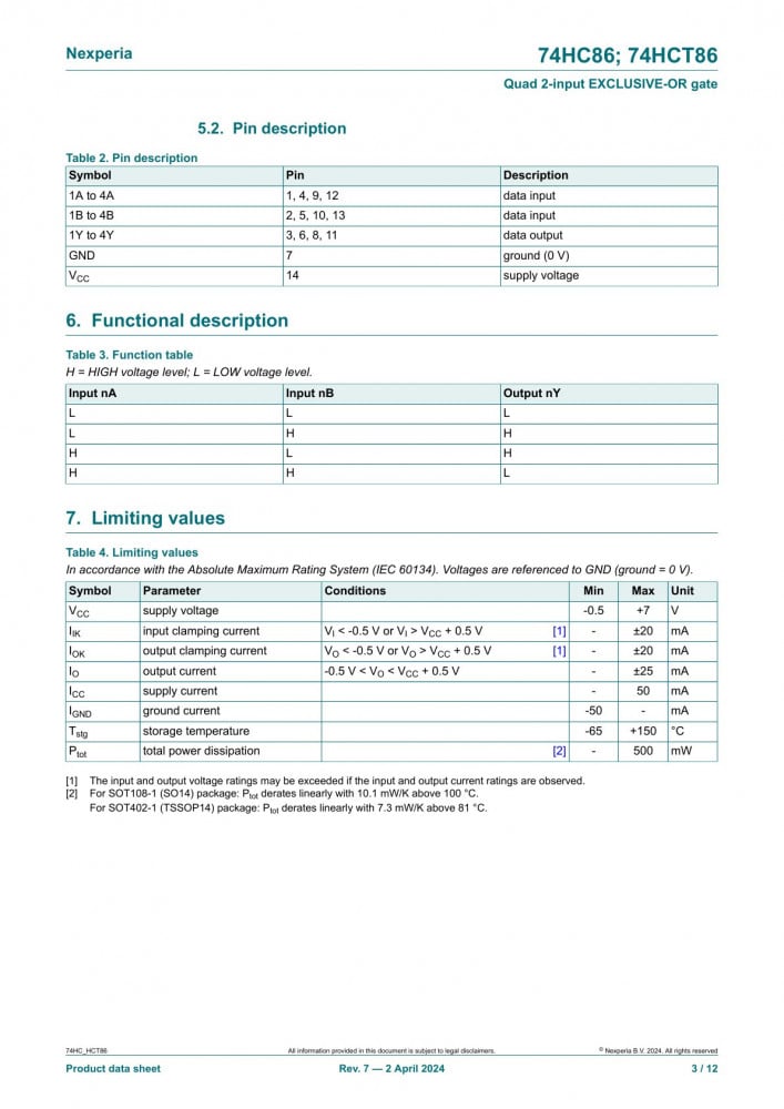 74HC86D,653 datasheet page 3