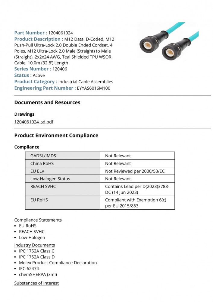 MOLEX connector drawing page 1