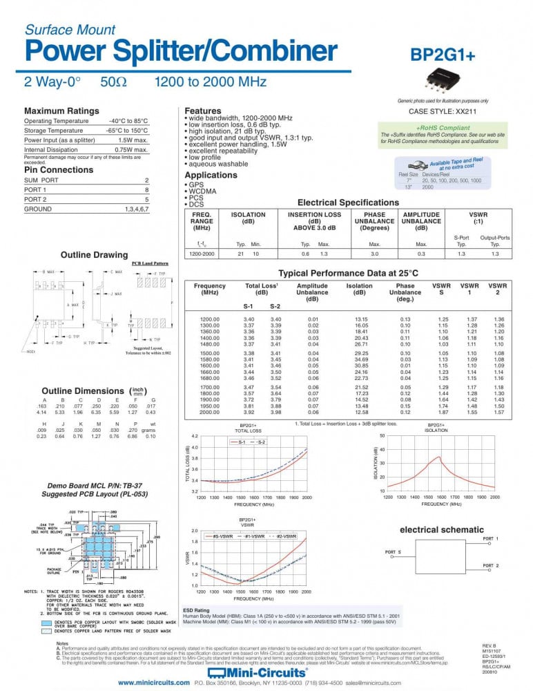 BP2G1+ technical datasheet page