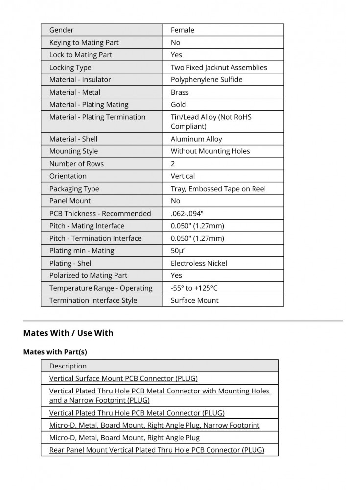 Technical document image 2 for the AirBorn M Series Micro-D receptacle