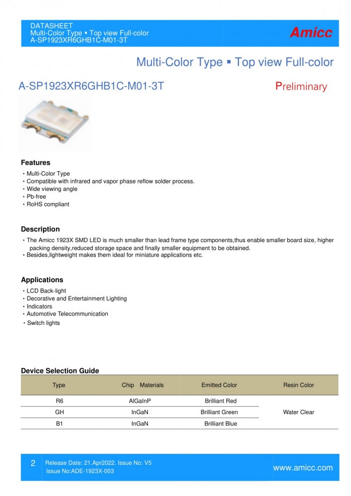 A-SP1923XR6GHB1C-M01-3T datasheet page 2
