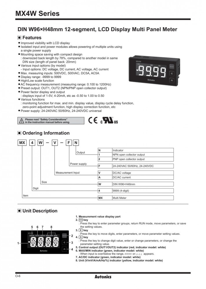 MX4W Series technical document page 1