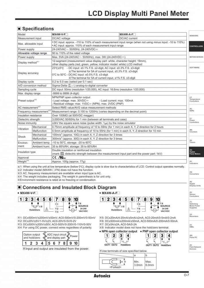MX4W Series technical document page 2