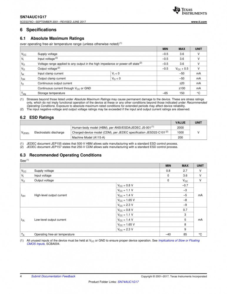 SN74AUC1G17 datasheet page 4