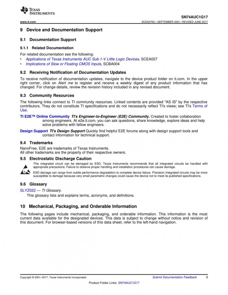 SN74AUC1G17 datasheet page 9