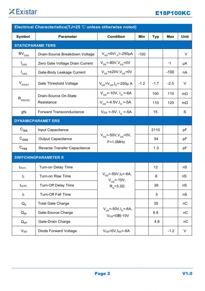 E18P100KC datasheet page 2