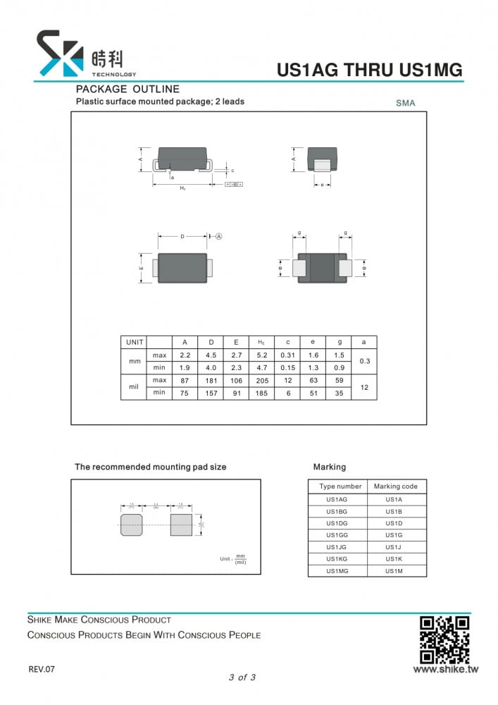 US1MG datasheet page 3