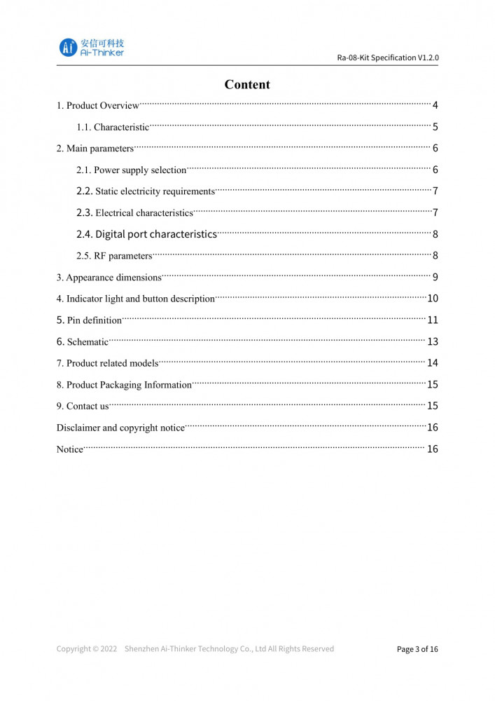 Ra-08-Kit specification page 3