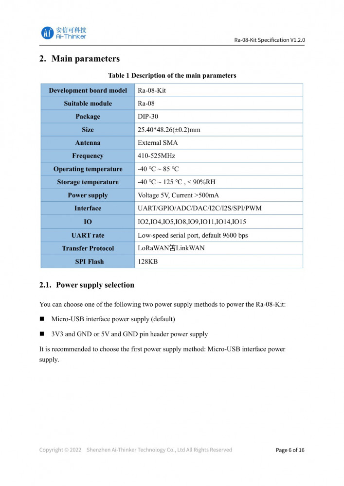 Ra-08-Kit specification page 6
