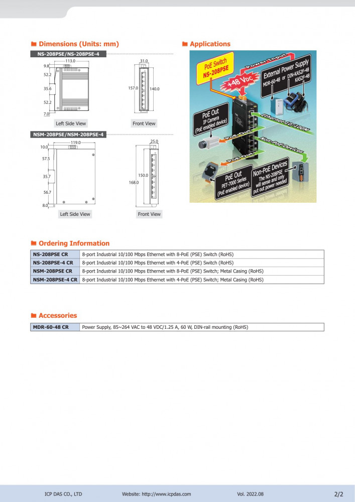 ICP NS-208PSE-4 technical document page 2