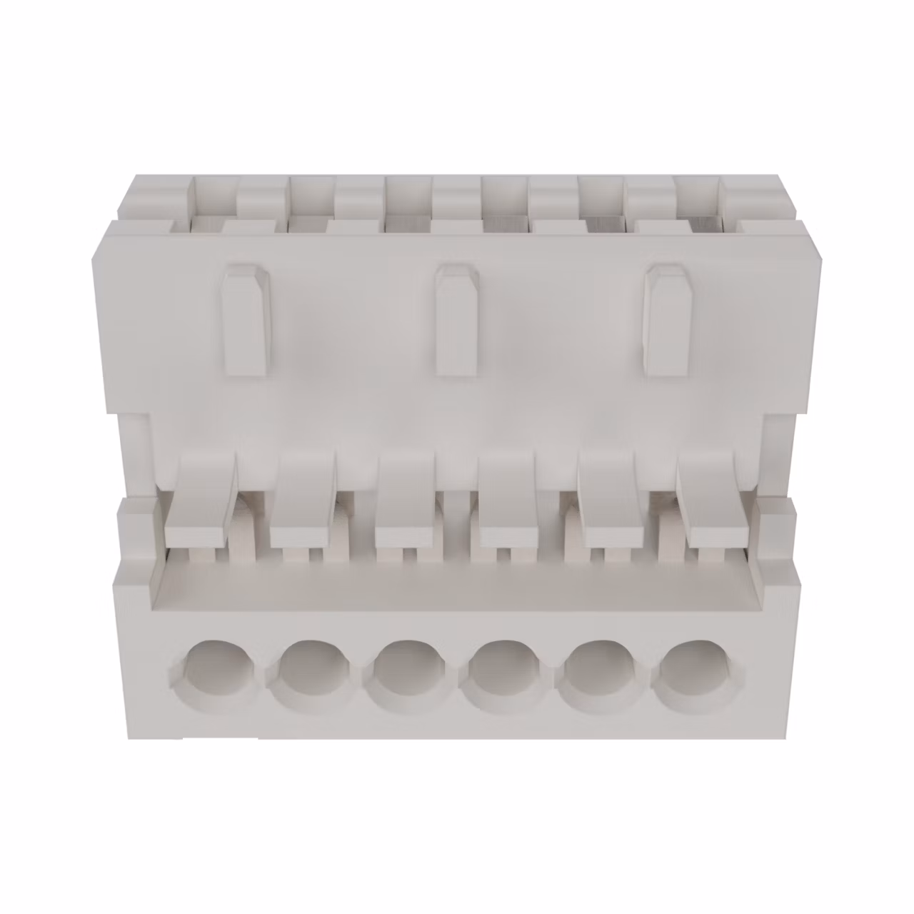 Appli-Mate RAST 2.5 Female Connector, 2.50mm Pitch, 6 Circuits, Positions A, C, E & G Removed, Open Endwalls, Black Color Stripe for sale