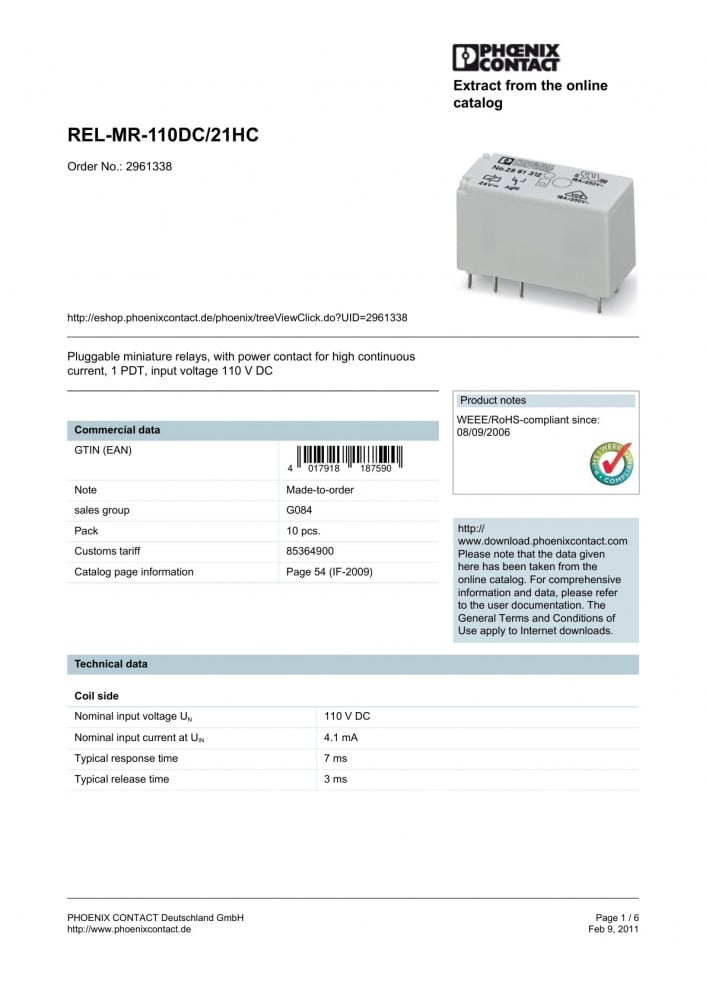 REL-MR-110DC/21HC catalog page 1