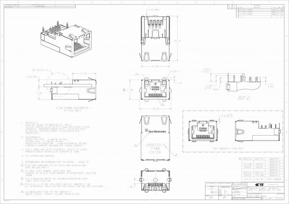 TE Connectivity 1888250 drawing page 1