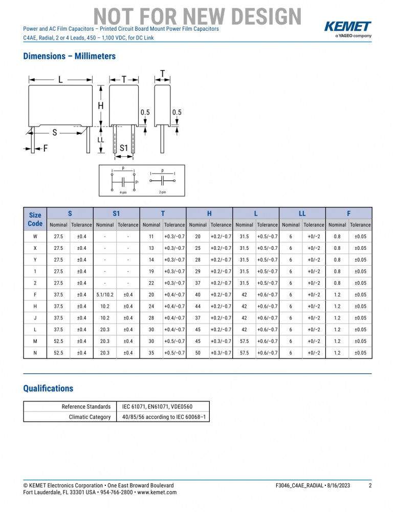 KEMET C4AE datasheet page 2