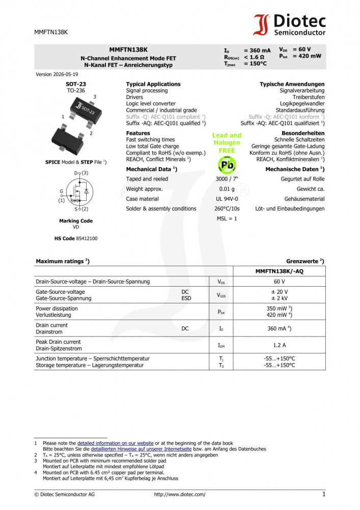 MMFTN138K-AQ technical document preview, page 1