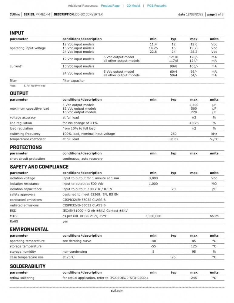 CUI PRME1-M datasheet page 2