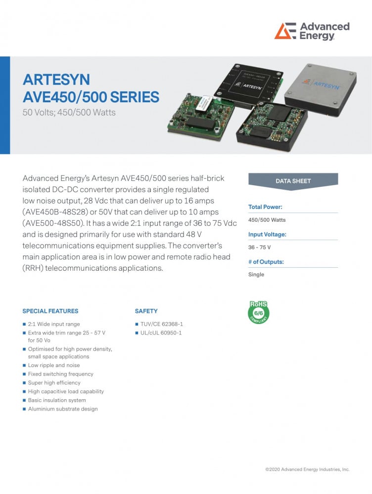 AVE450/500 datasheet page 1