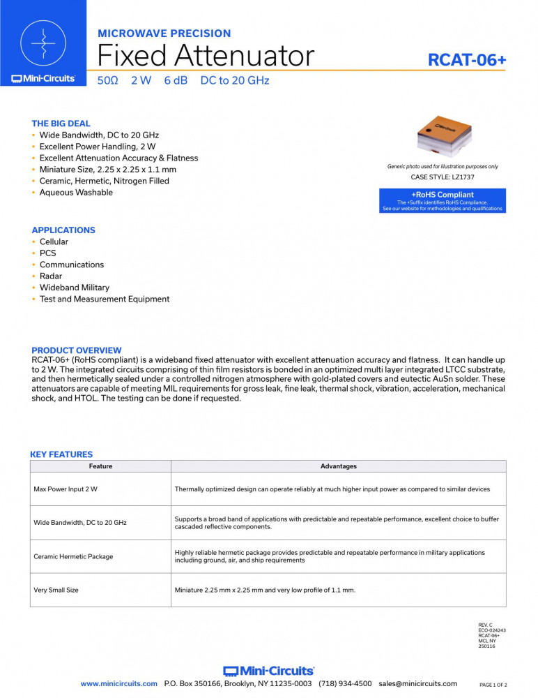 RCAT-06+ datasheet page 1
