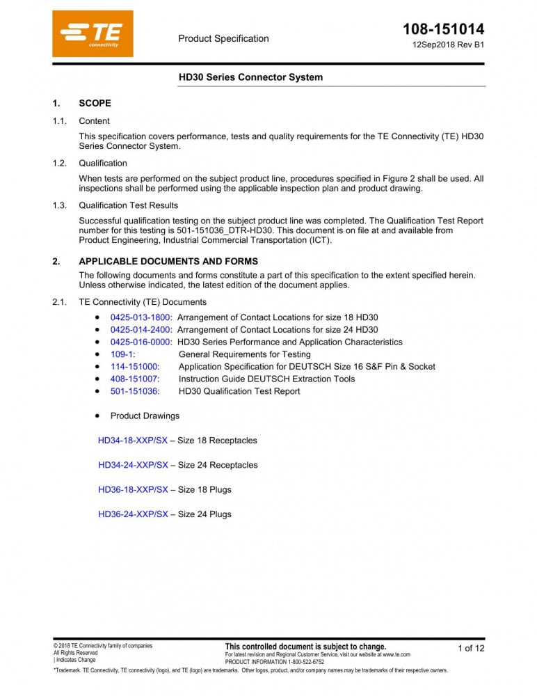 HD30 technical document page 1