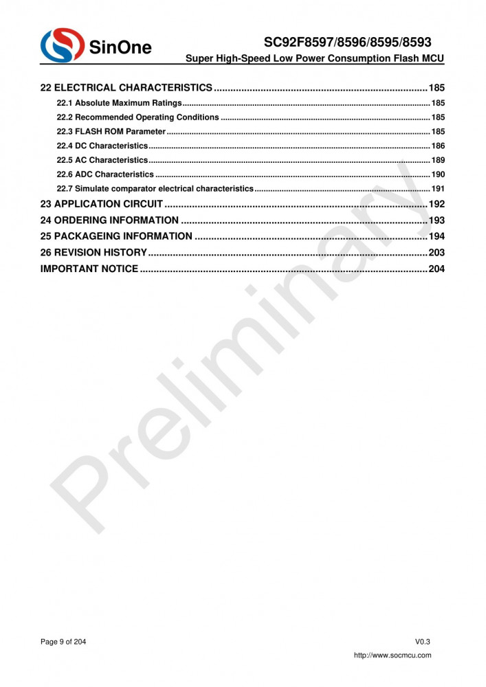 SC92F8595 datasheet page 9