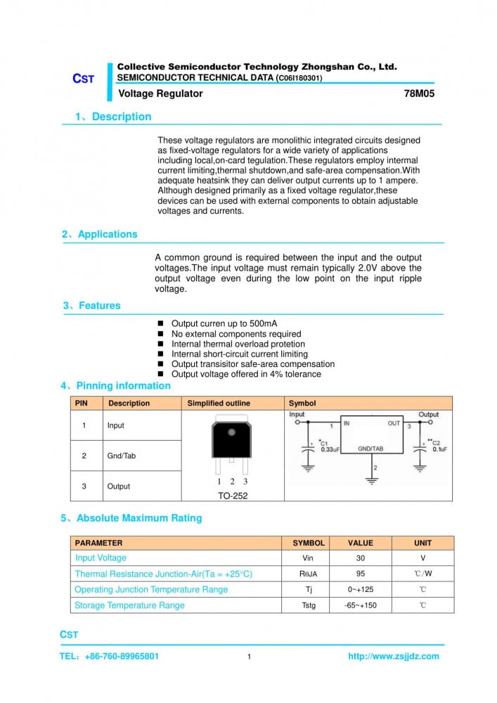 78M05 datasheet page 1