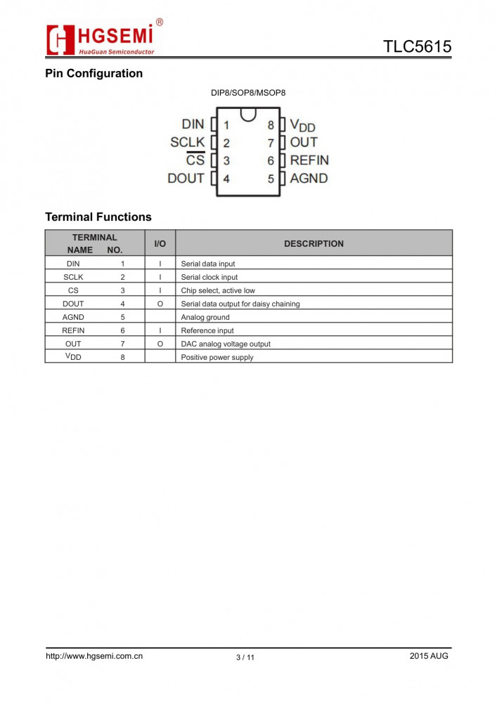 TLC5615CN datasheet page 3