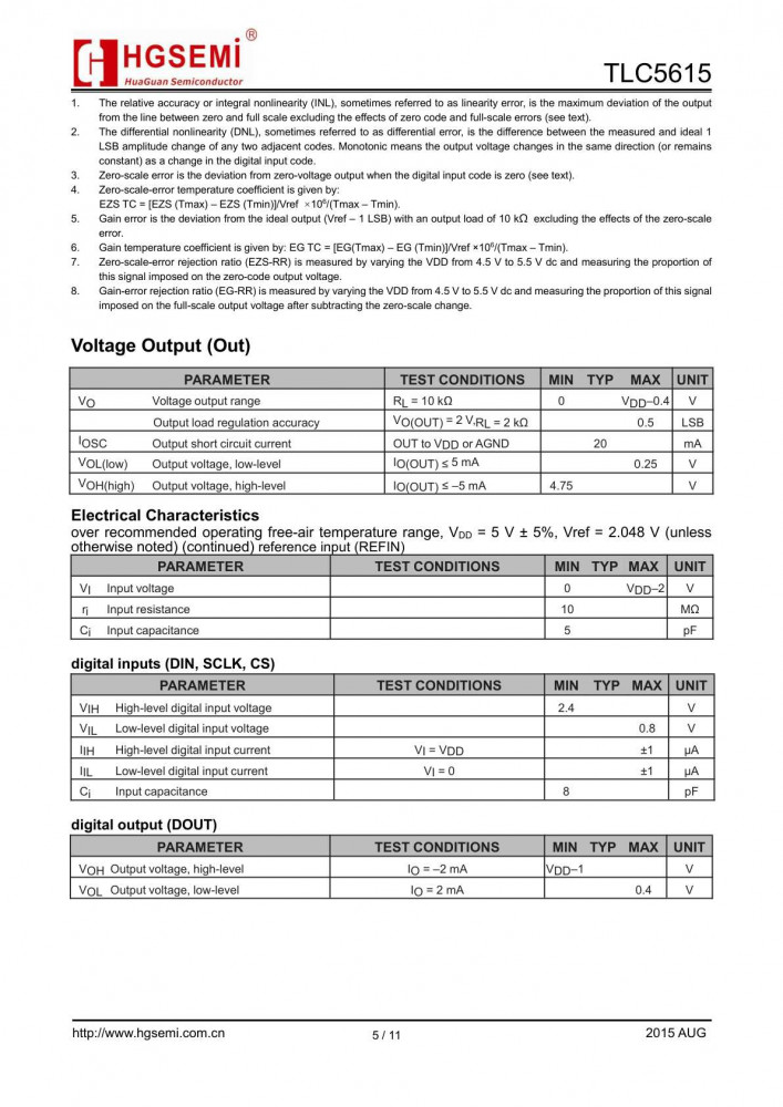 TLC5615CN datasheet page 5