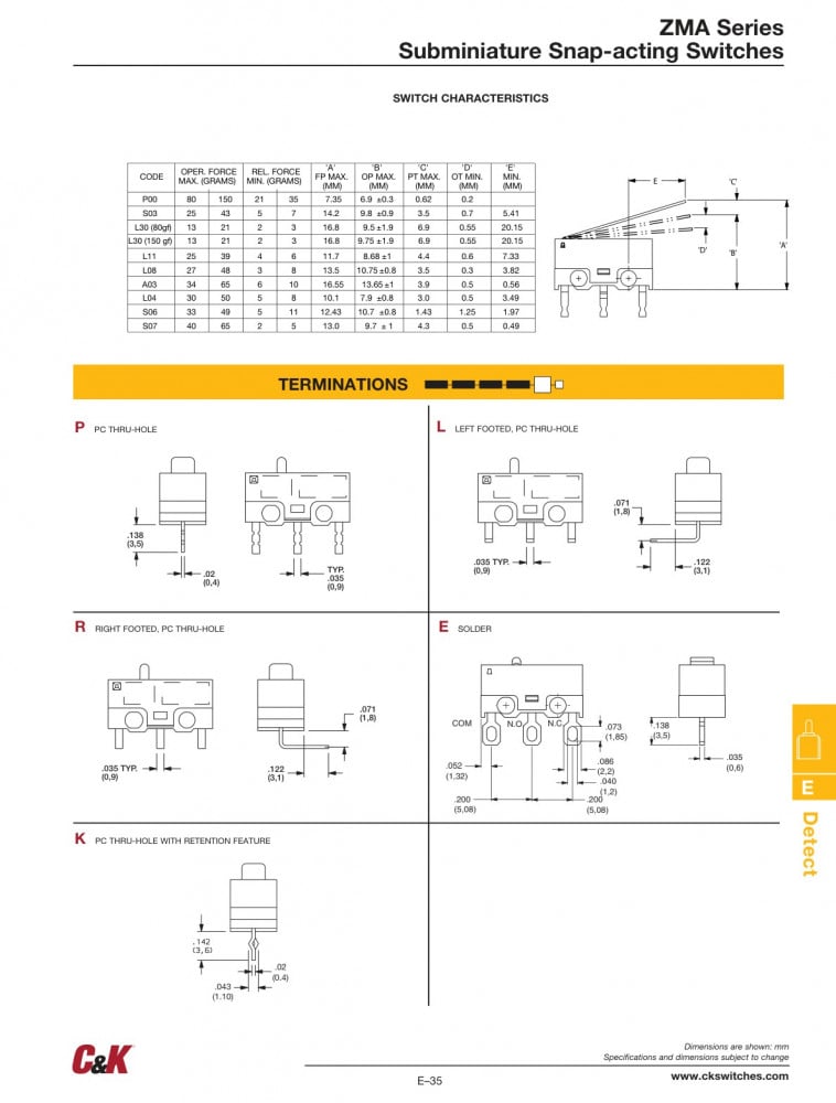 C&K ZMA series catalog page 4