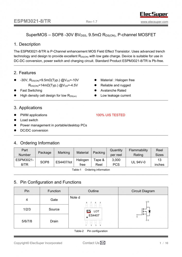 ESPM3021-8/TR datasheet page 1
