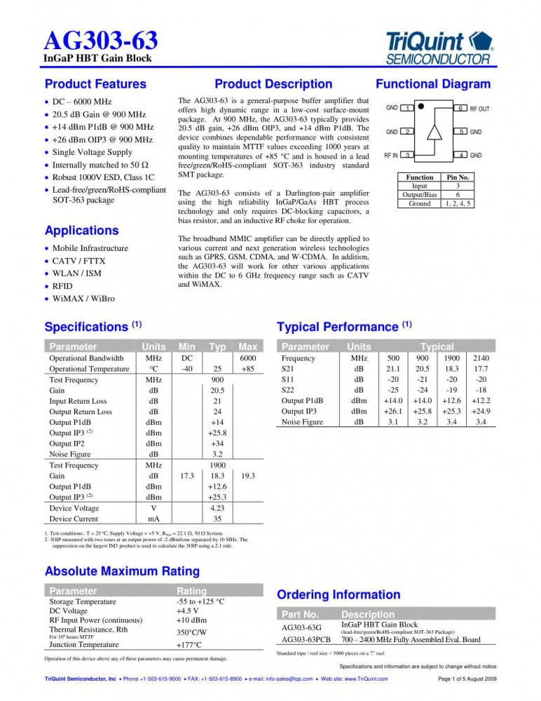 AG303-63G technical document page 1