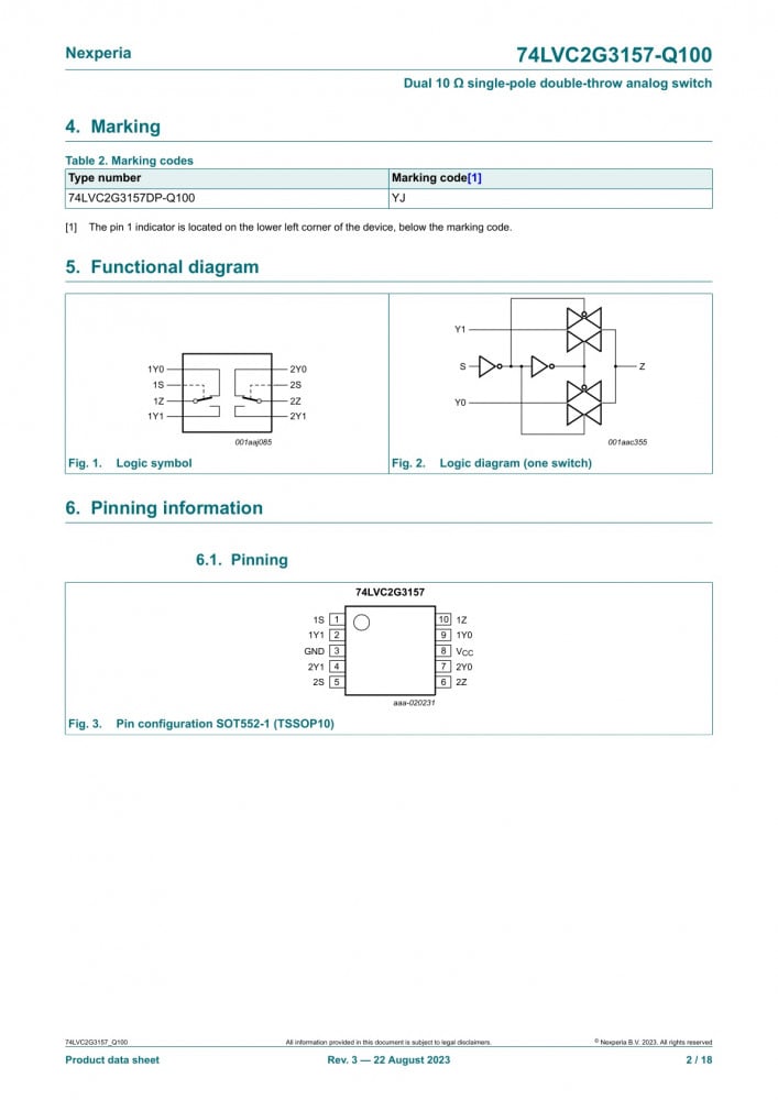 74LVC2G3157DP-Q10J datasheet page 2