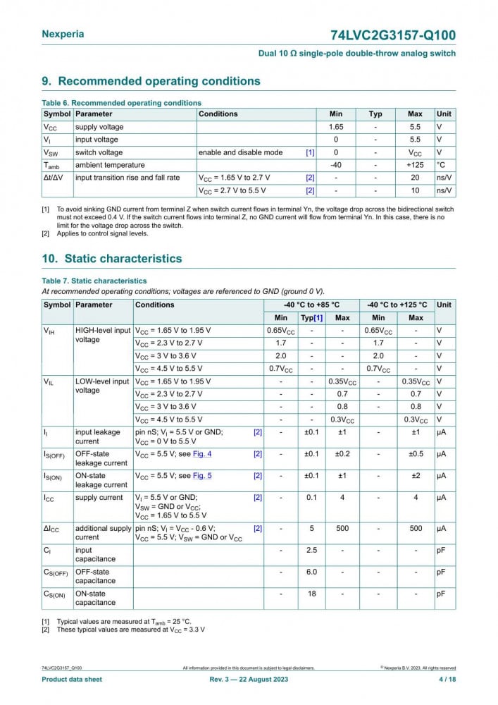 74LVC2G3157DP-Q10J datasheet page 4