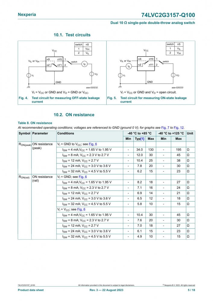 74LVC2G3157DP-Q10J datasheet page 5