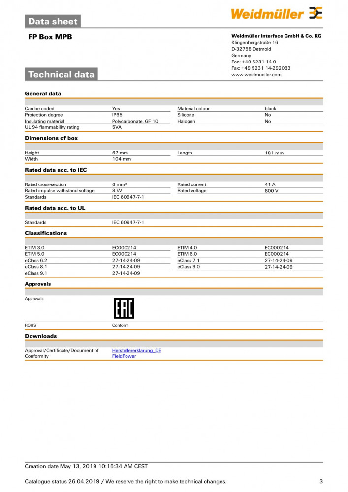 WEIDMULLER 1180300000 technical document page 3