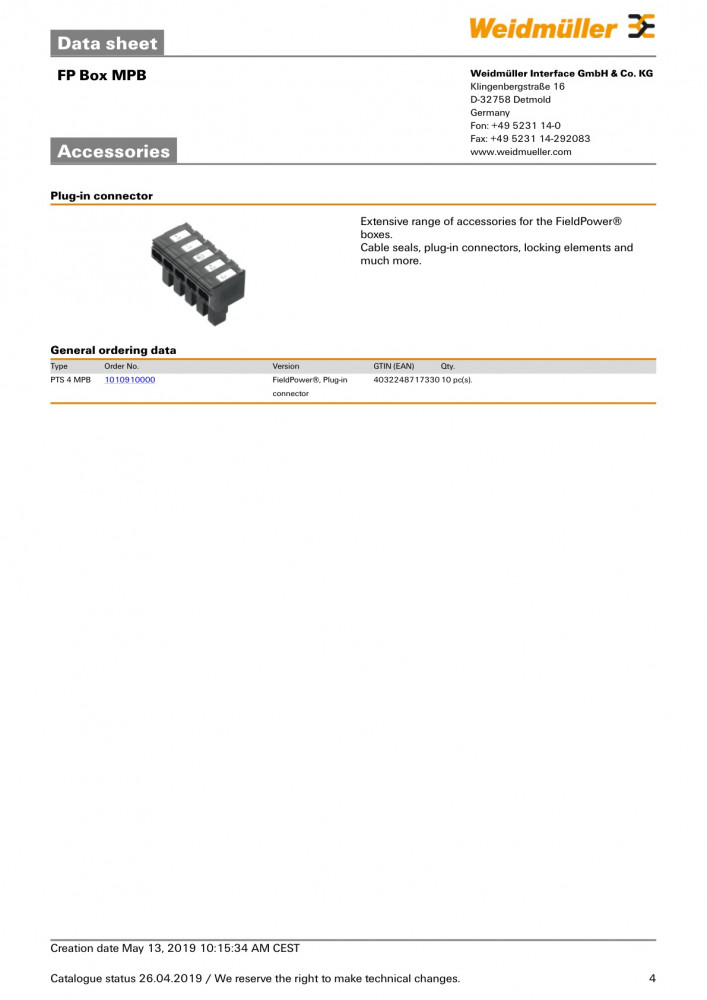 WEIDMULLER 1180300000 technical document page 4