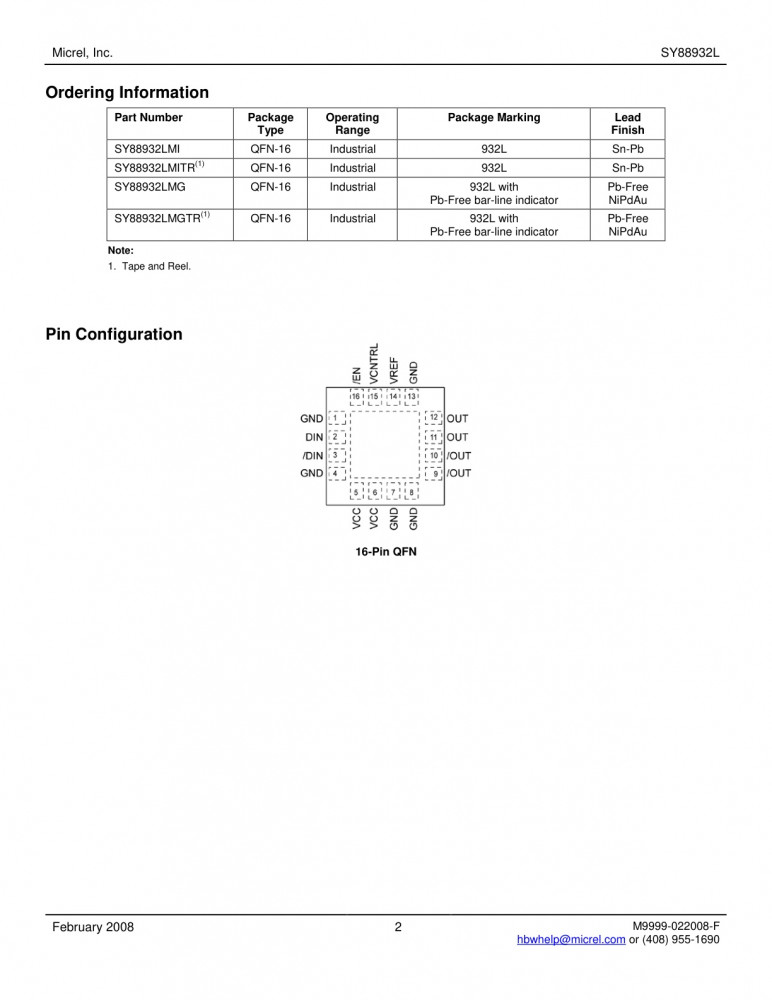 SY88932LMG datasheet page 2