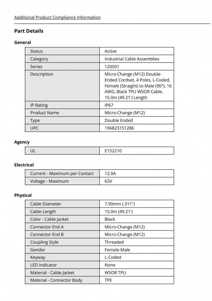 Molex 120501 series customer drawing, page 2