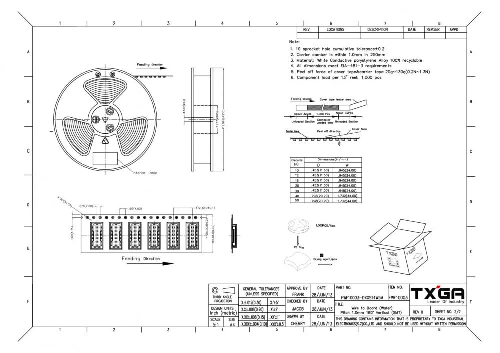 TXGA FWF10003 connector drawing page 2