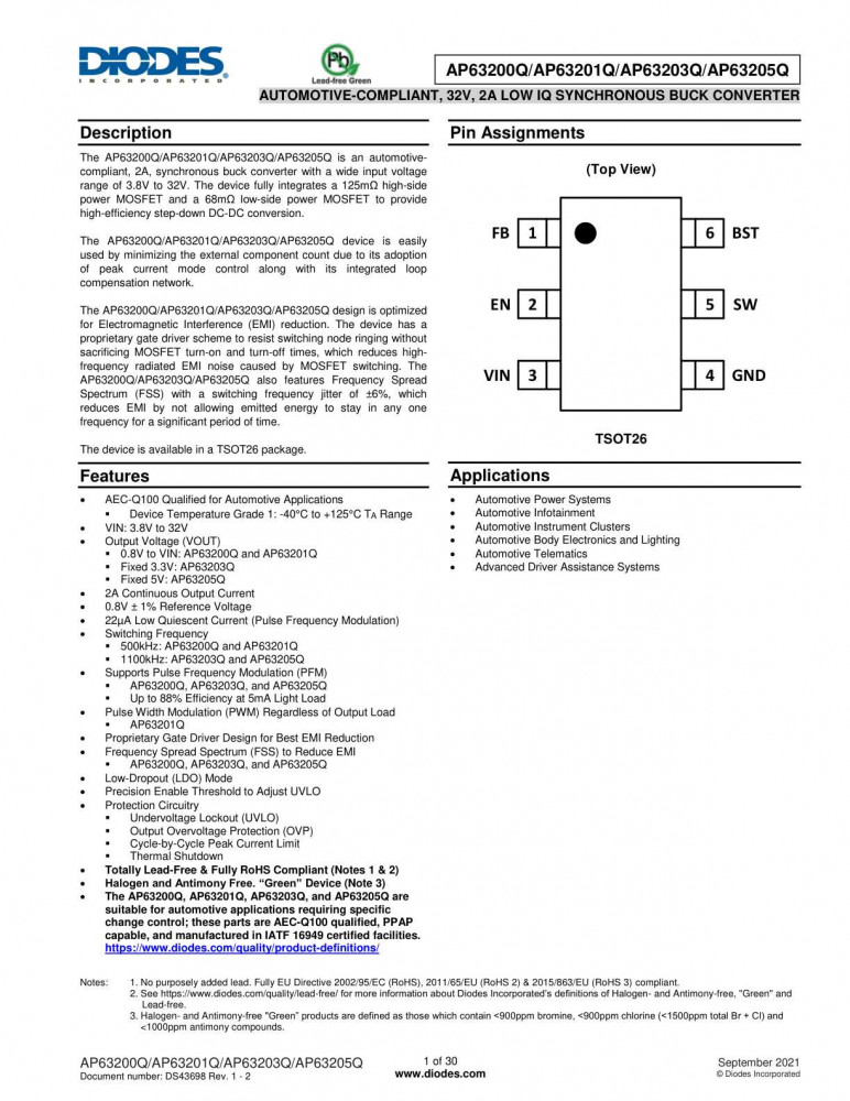AP63205Q datasheet page 1