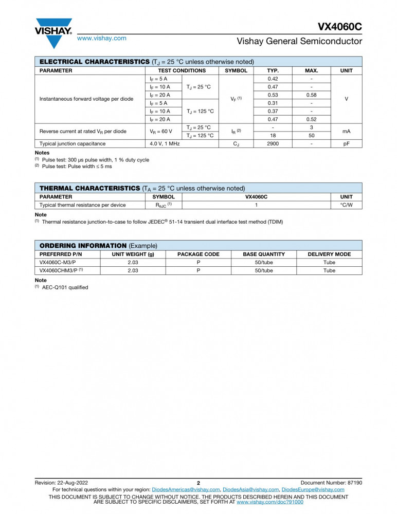 VX4060C datasheet page 2