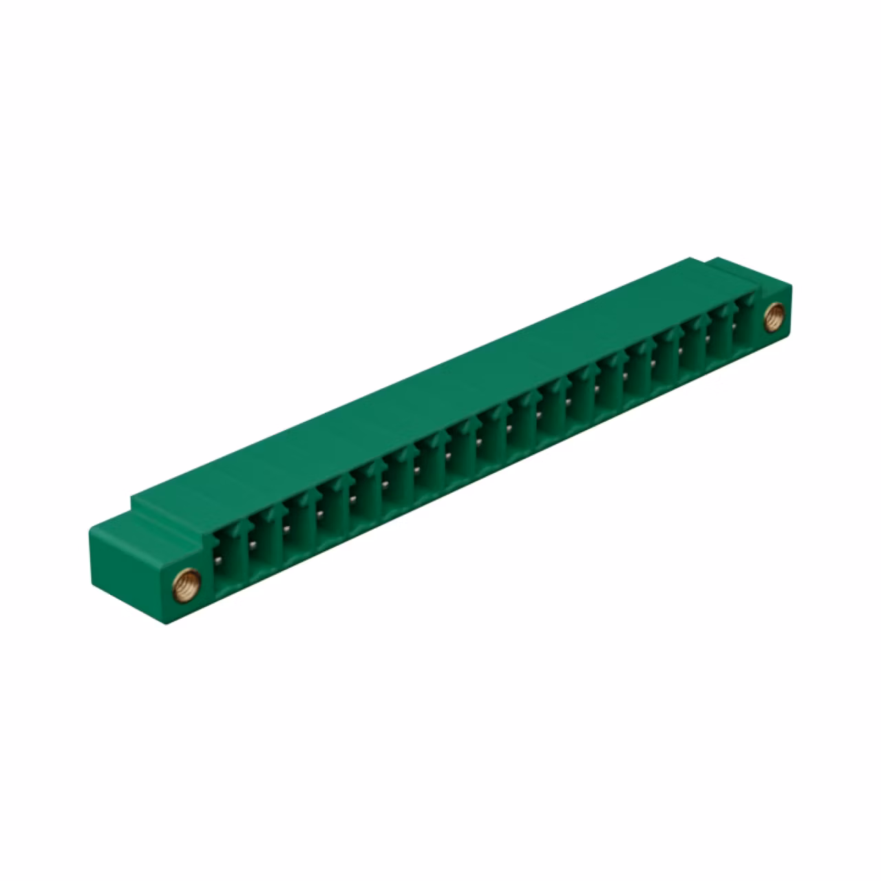 3.81mm Pitch Eurostyle Right-Angle PCB Header, with Threaded Retention Inserts, Green Housing, 18 Circuits for sale