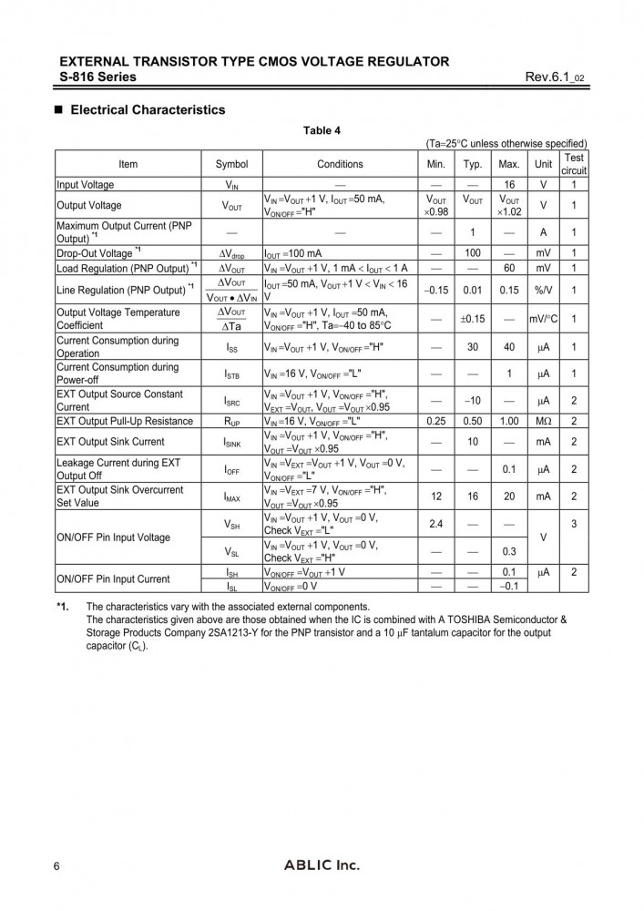 S-816 Series datasheet page 6