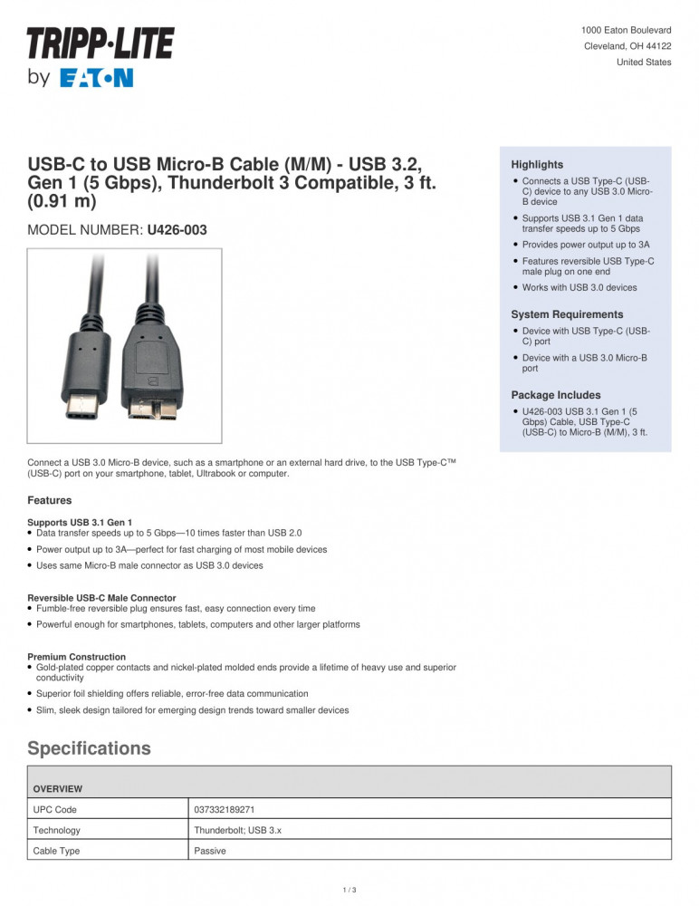 U426-003 technical document page 1