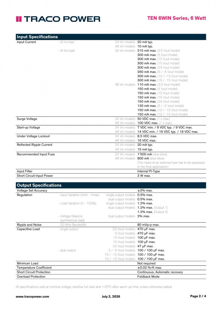 TEN 6WIN datasheet page 2