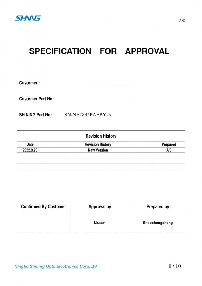 SN-NE2835PAEBY-N datasheet page 1