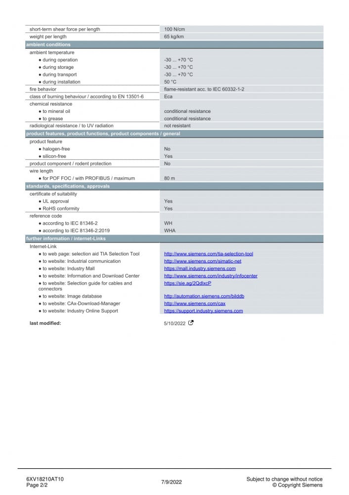 SIEMENS 6XV18210AT10 technical document page 2