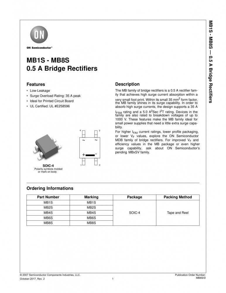 MB6S datasheet page 1